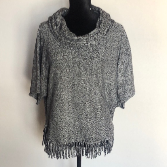 Relativity | Sweaters | Blackwhite Cowl Neck Sweater With Fringe | Poshmark